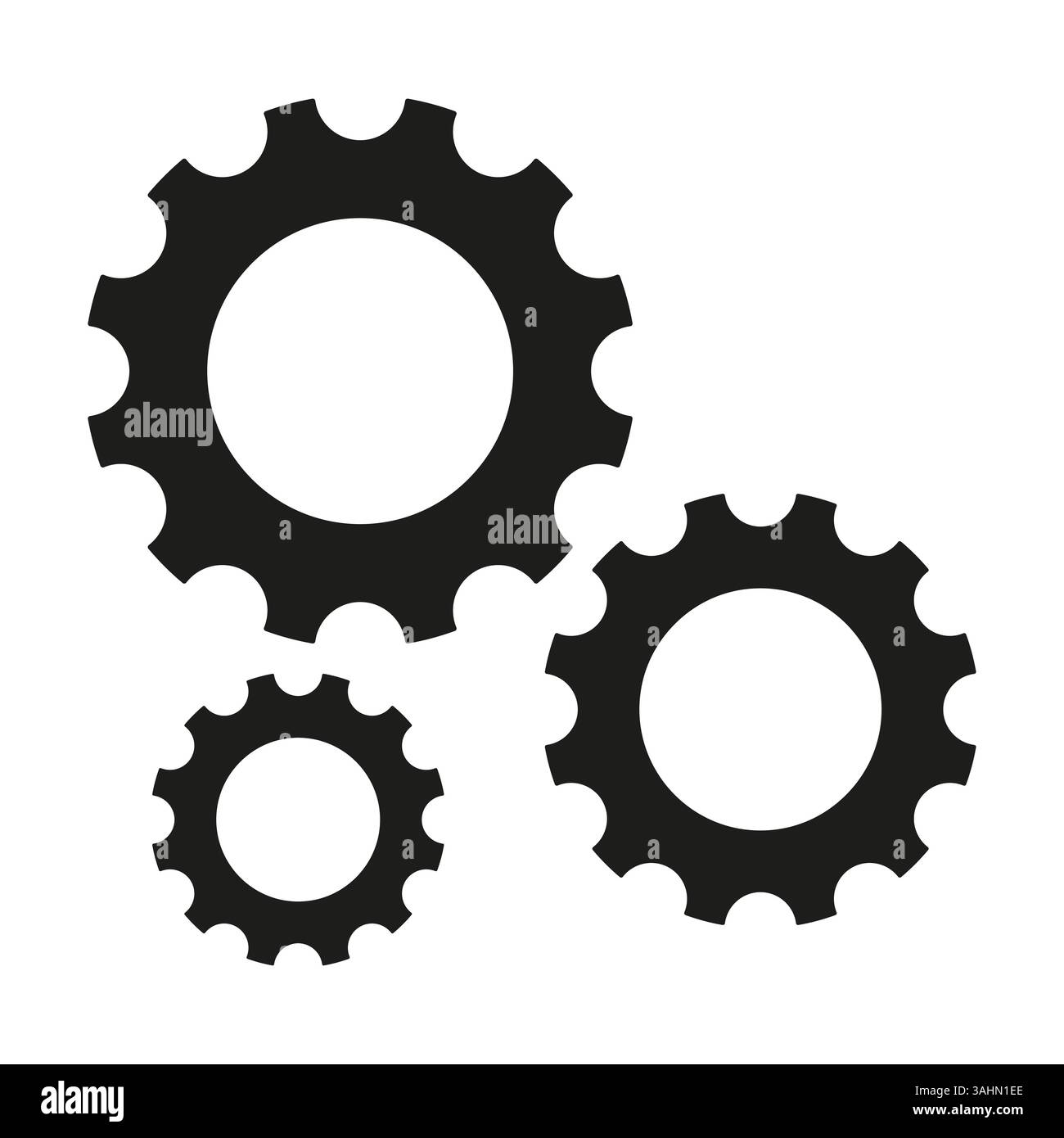 Black gear icons. Industrial mechanical shapes. Engineering cogwheels ...