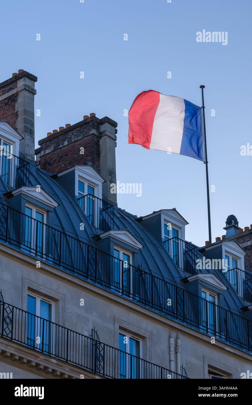 View of a roof of a typical Parisian residential building and the ...