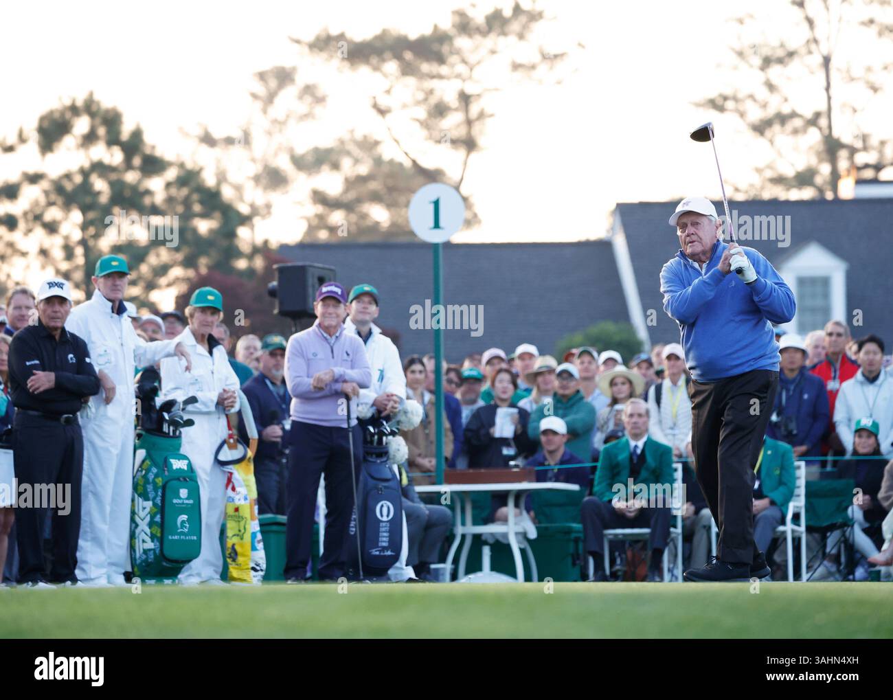 Augusta, United States. 10th Apr, 2025. Honorary starters Gary Player ...