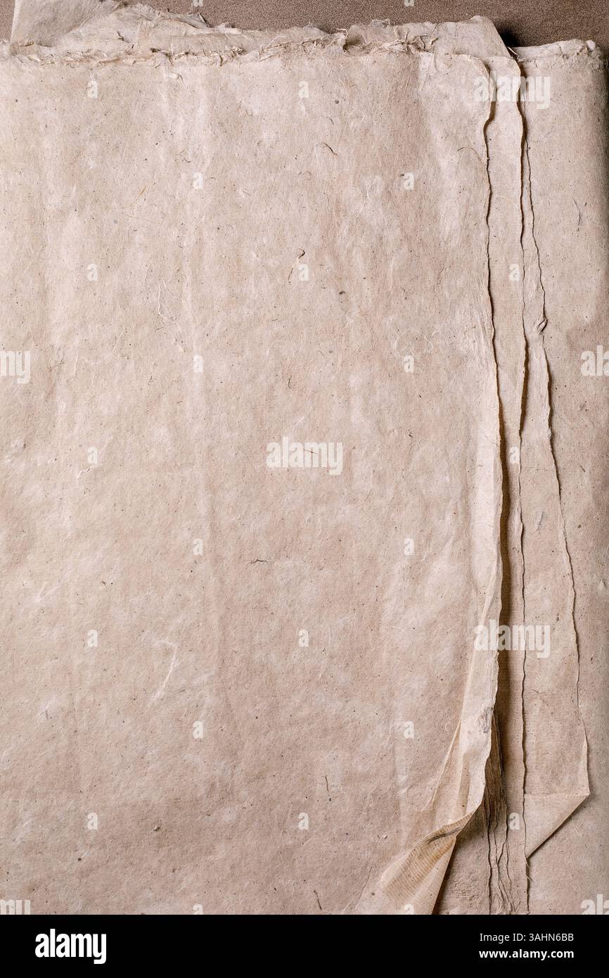 Aged mulberry handmade parchment paper with rough edges natural beige ...