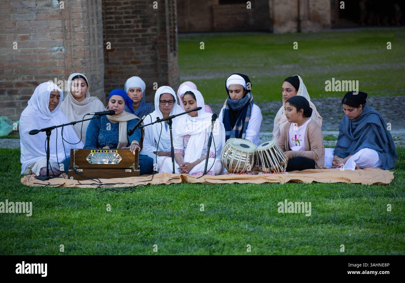 Traditional Arabic women musicians performing live outdoors, cultural ...