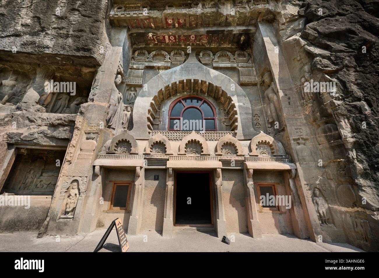 exterior view of Ajanta Cave No. 9, Aurangabad, India, Asia Stock Photo ...