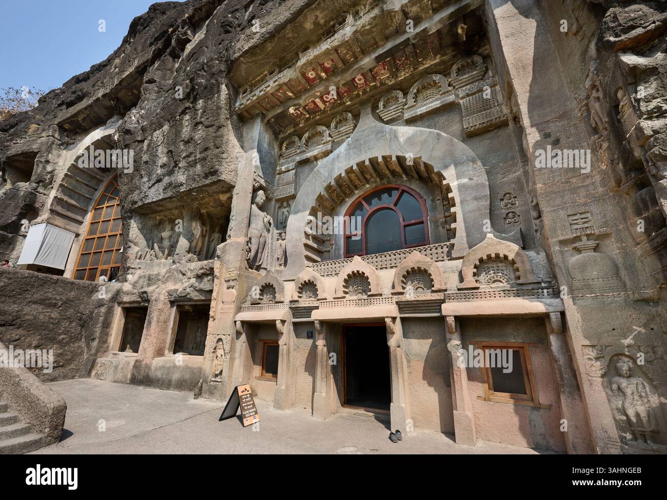 exterior view of Ajanta Cave No. 9, Aurangabad, India, Asia Stock Photo ...