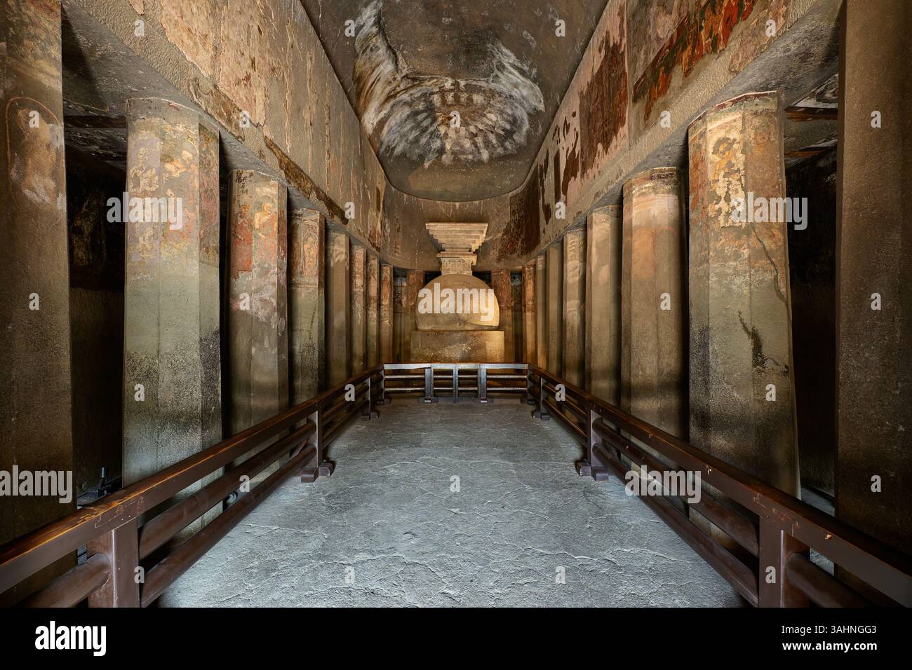 Ajanta caves, interior shot of Cave No. 9, Aurangabad, India, Asia ...