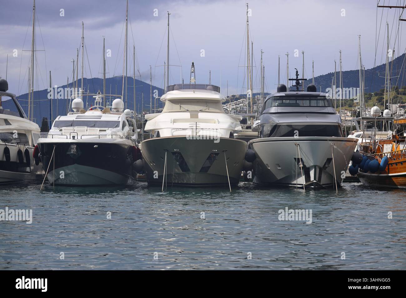 Bodrum,Turkey. 05 April 2025: Sailboats and yachts reflecting on the ...