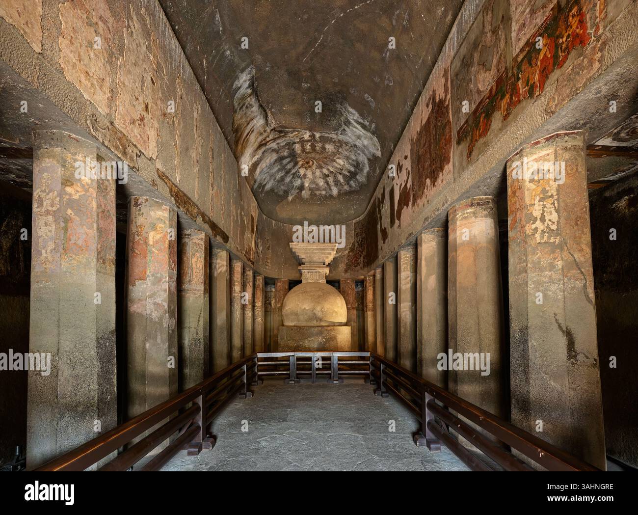Ajanta caves, interior shot of Cave No. 9, Aurangabad, India, Asia ...