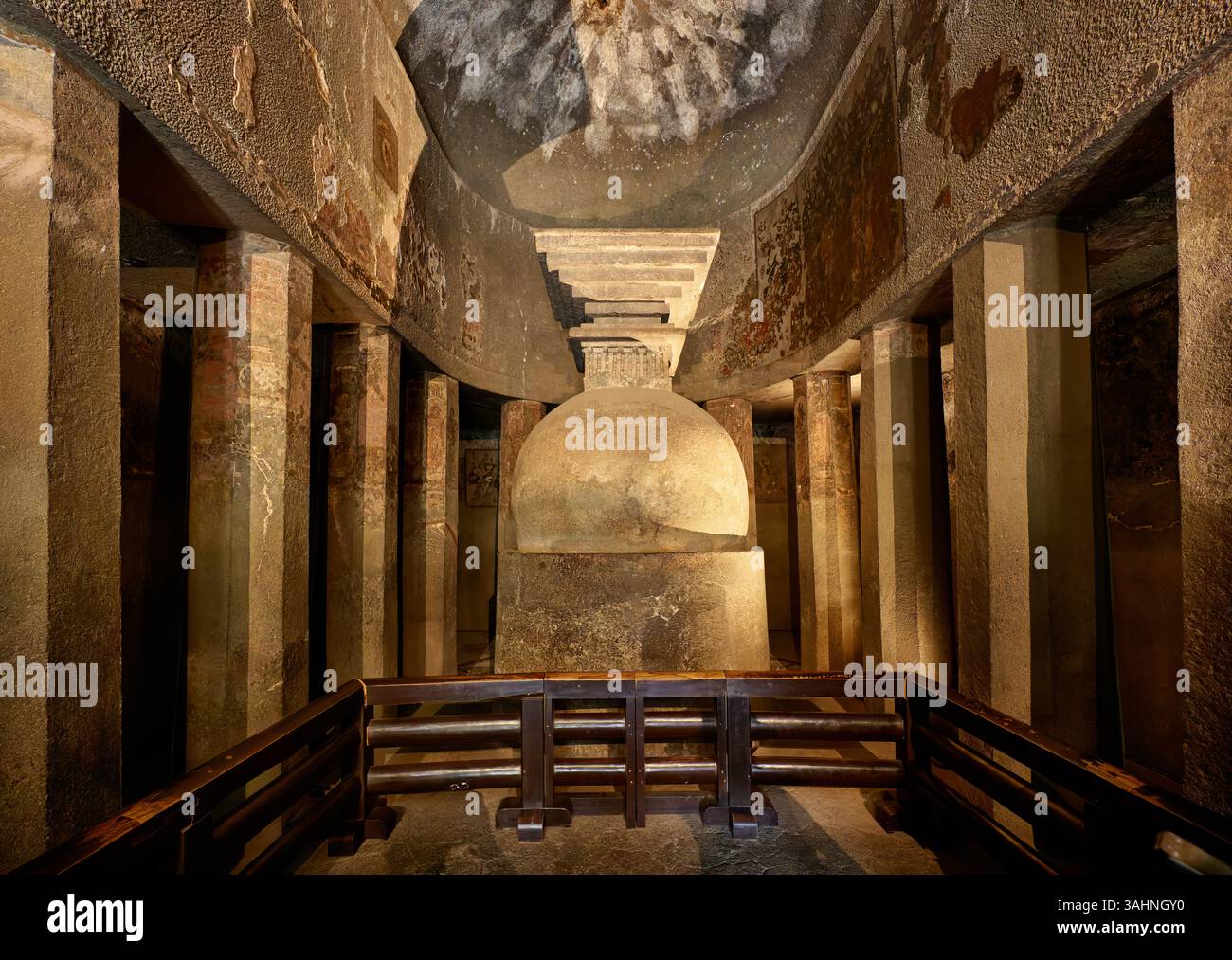 Ajanta caves, interior shot of Cave No. 9, Aurangabad, India, Asia ...