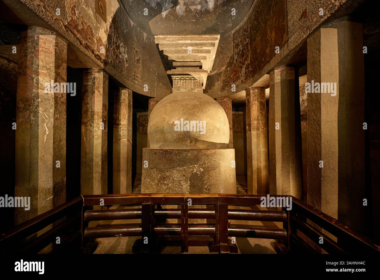 Ajanta caves, interior shot of Cave No. 9, Aurangabad, India, Asia ...