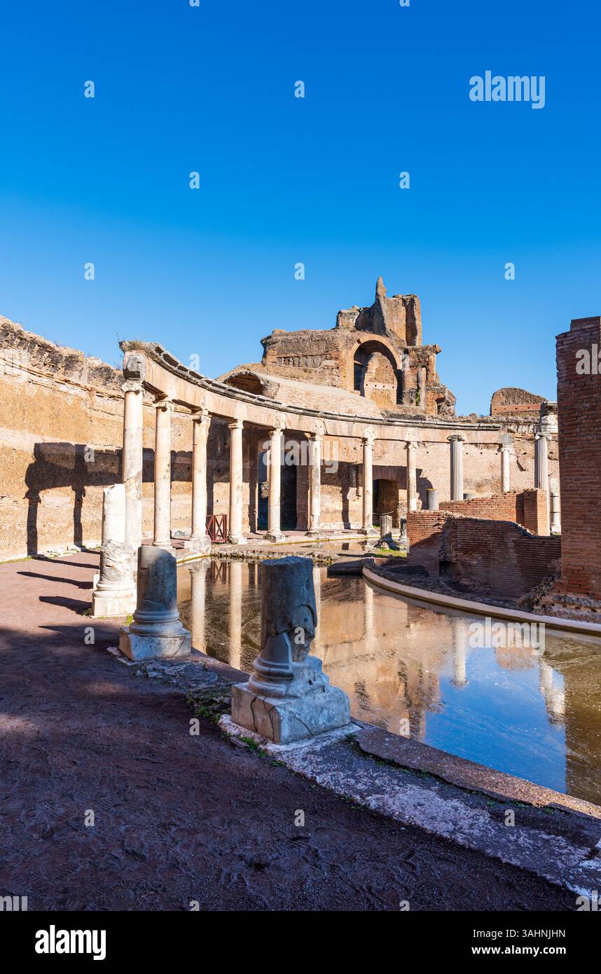 Built area surrounded by a moat and a marble colonnade inside ancient ...
