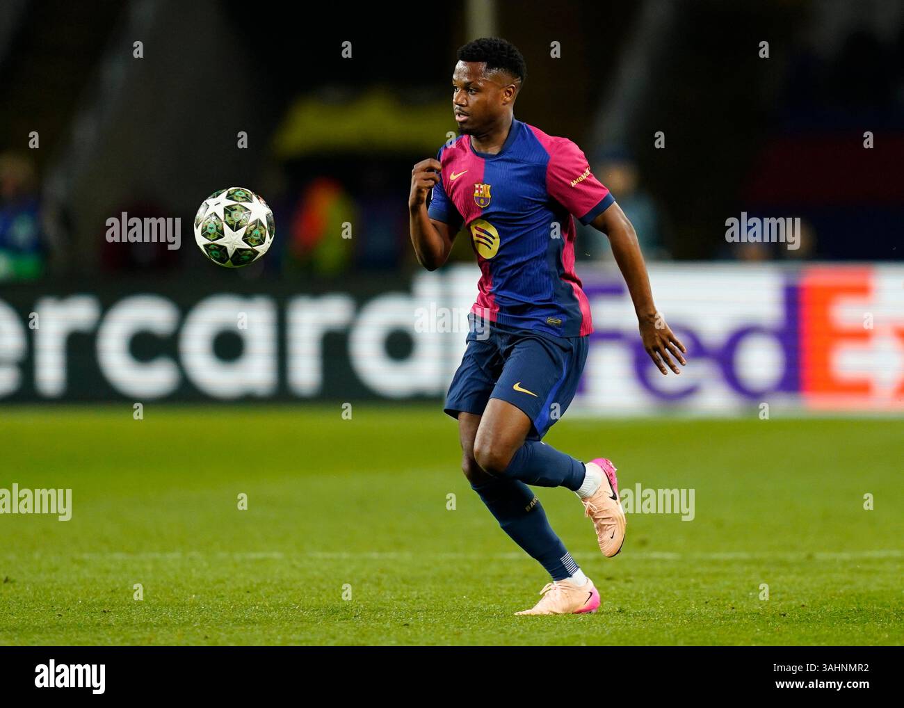 Ansu Fati of FC Barcelona during the UEFA Champions League match ...