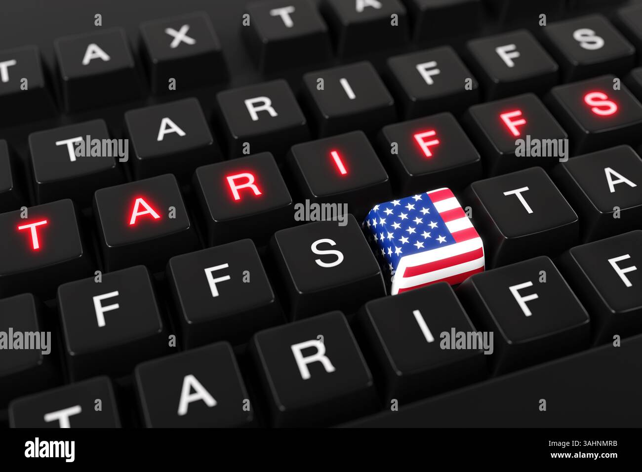 Key caps of a computer keyboard showing the American national flag and ...