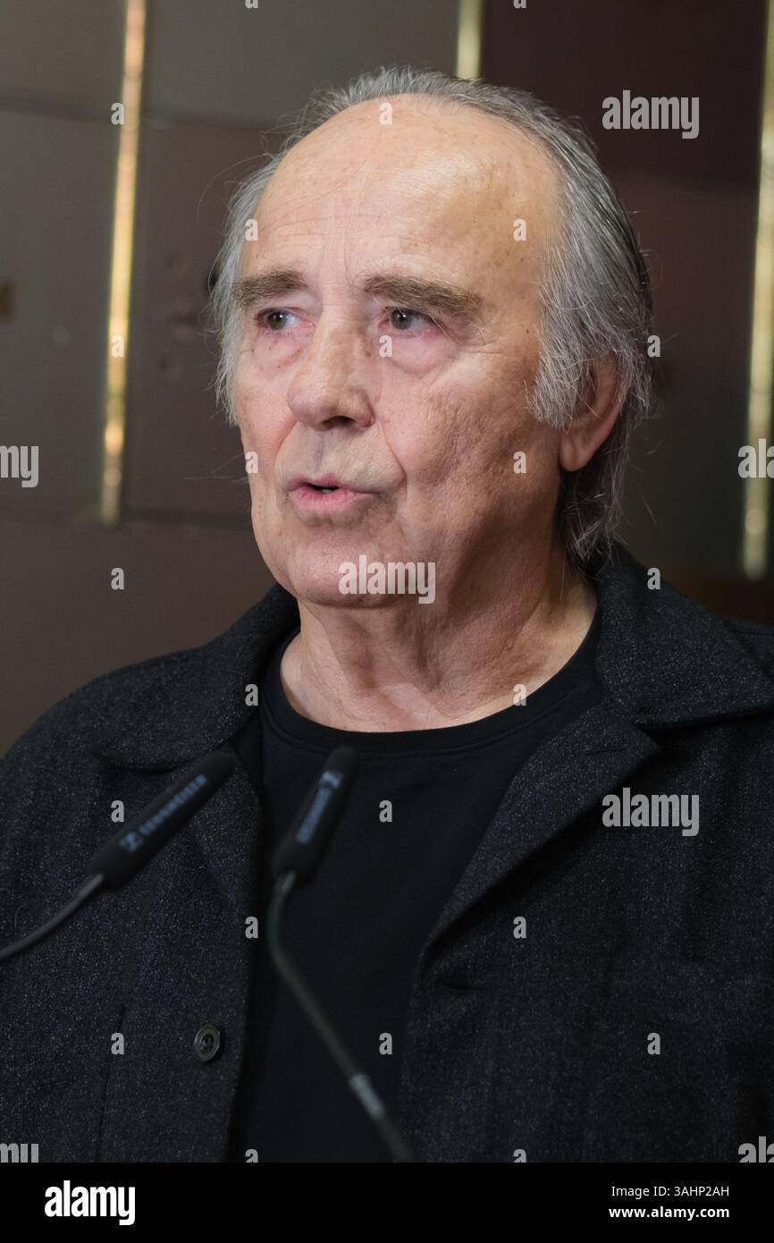 Singer songwriter Joan Manuel Serrat during a tribute at the Cervantes ...