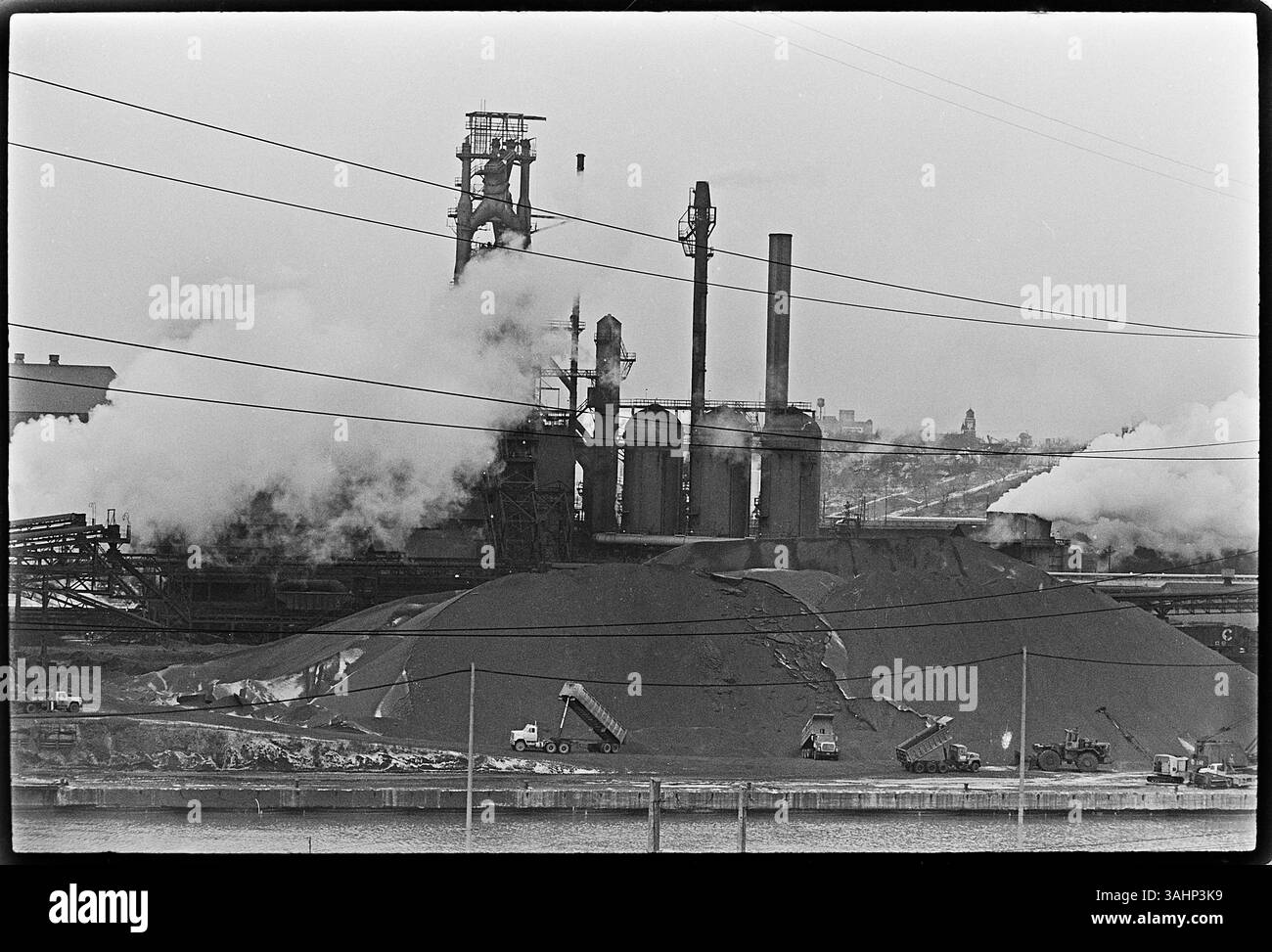 Steel factories are shown actively producing products in Cleveland ...