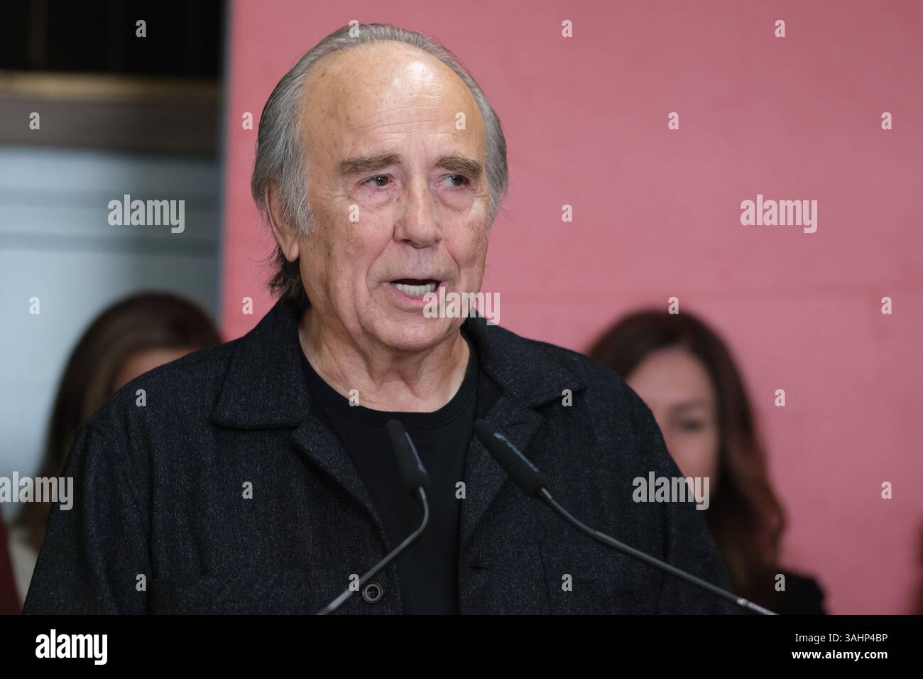 Singer songwriter Joan Manuel Serrat during a tribute at the Cervantes ...