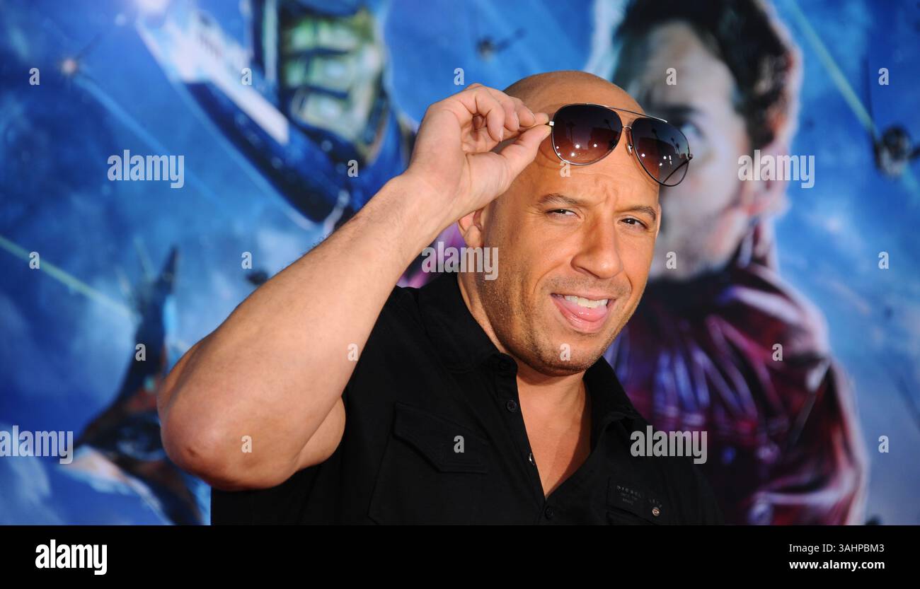 Vin Diesel at the world premiere of 'Guardians of the Galaxy' at the ...