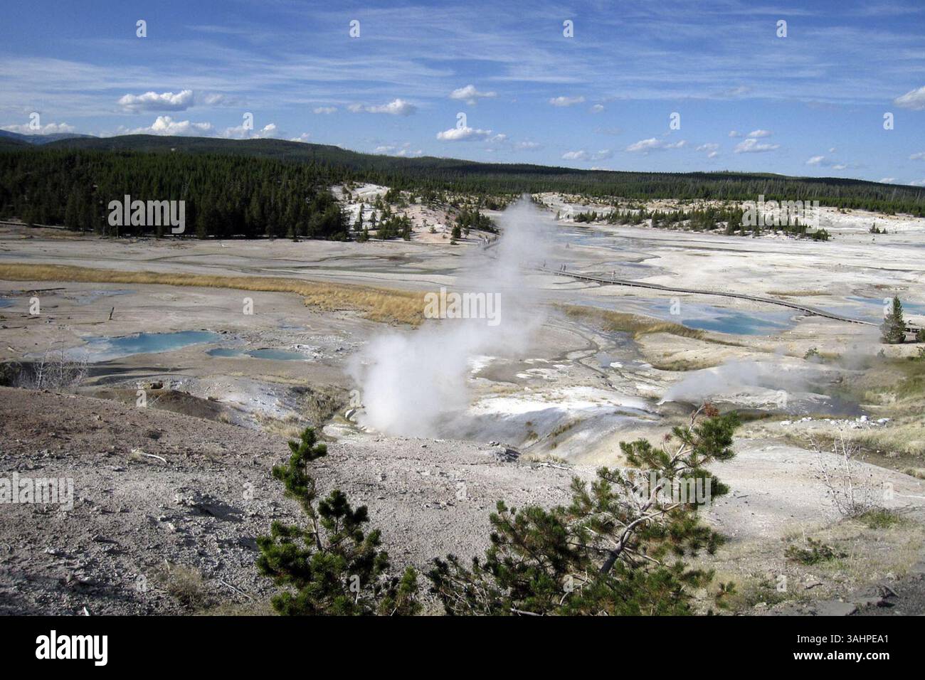 FILE- Steam rises a the Norris Geyser Basin in Yellowstone National ...