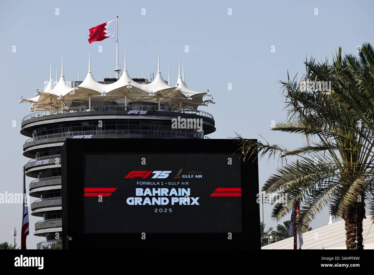 SAKHIR, BAHRAIN - APRIL 10: A general view of the paddock during ...