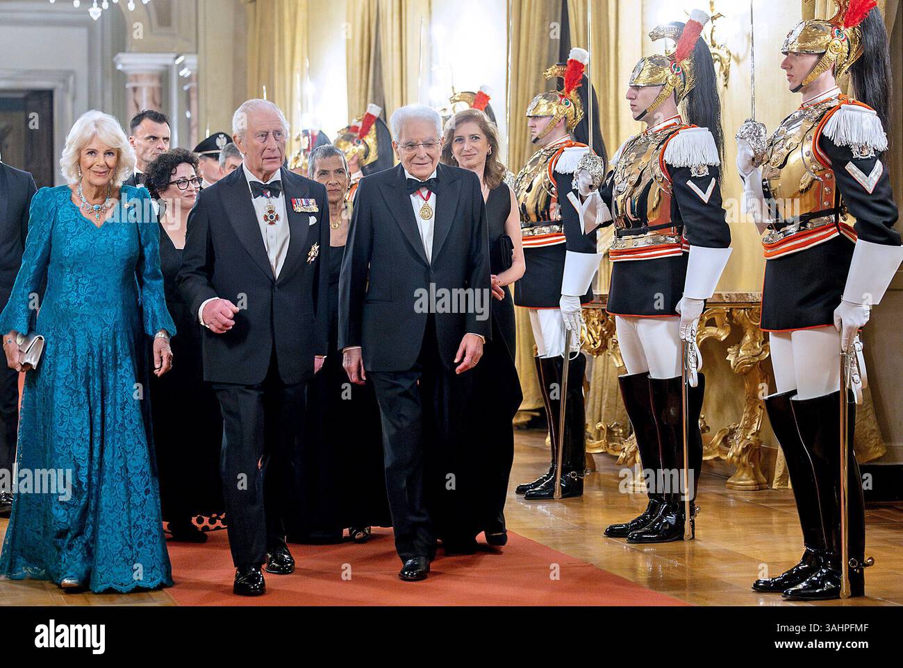 ROME, ITALY - APRIL 9: King Charles III And Queen Camilla attend a ...