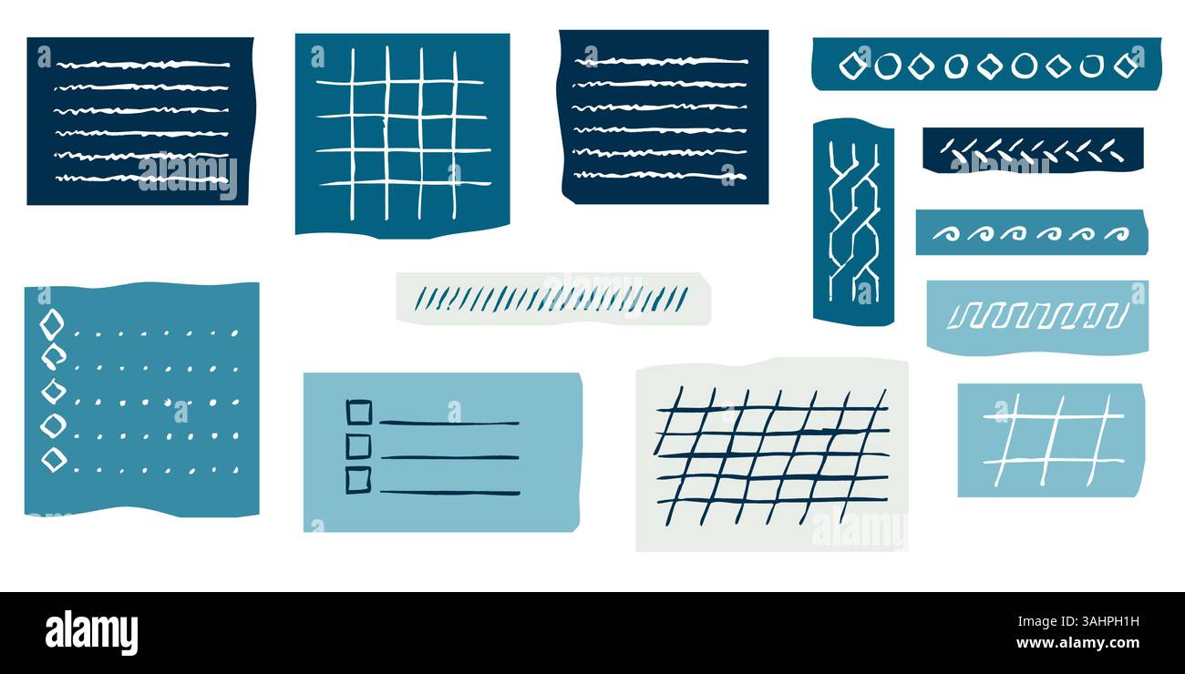 Hand sketched geometric plaid pattern with pencil strokes and lined ...