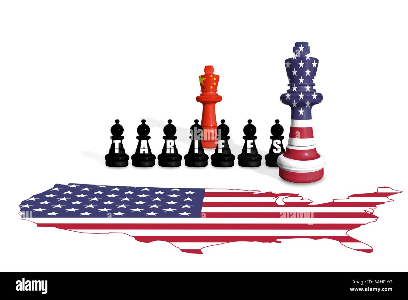 Chess made from US and China flags. Europe Union and China trade ...