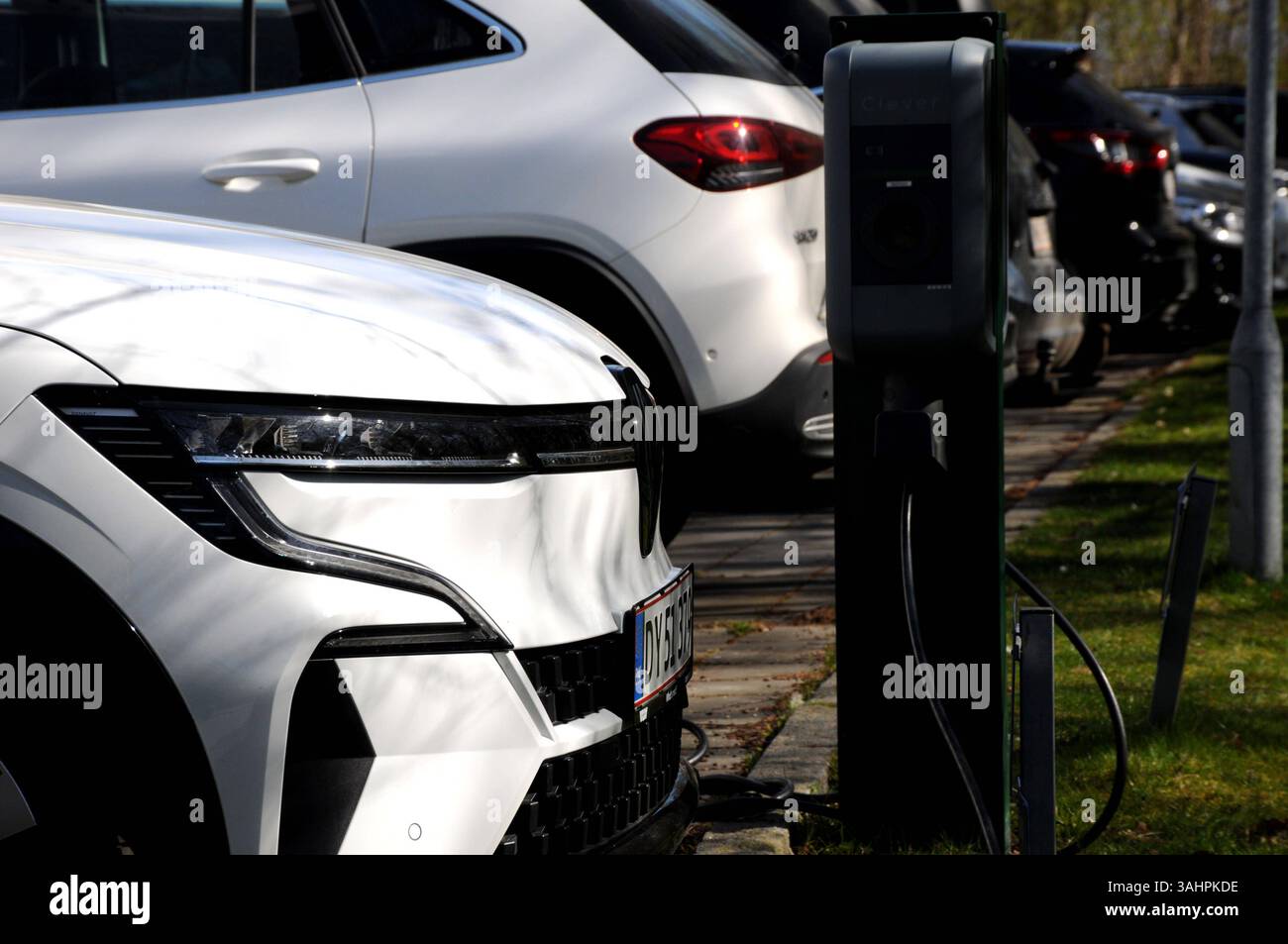 Copenhagen/ Denmark/29 march 2025/Electric vehicles at charging point ...