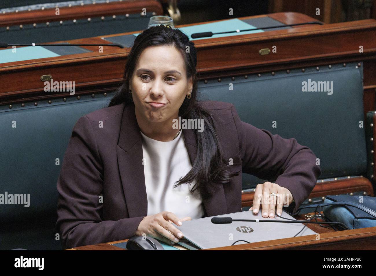 CD&V's Nawal Farih pictured during a plenary session of the Chamber at ...