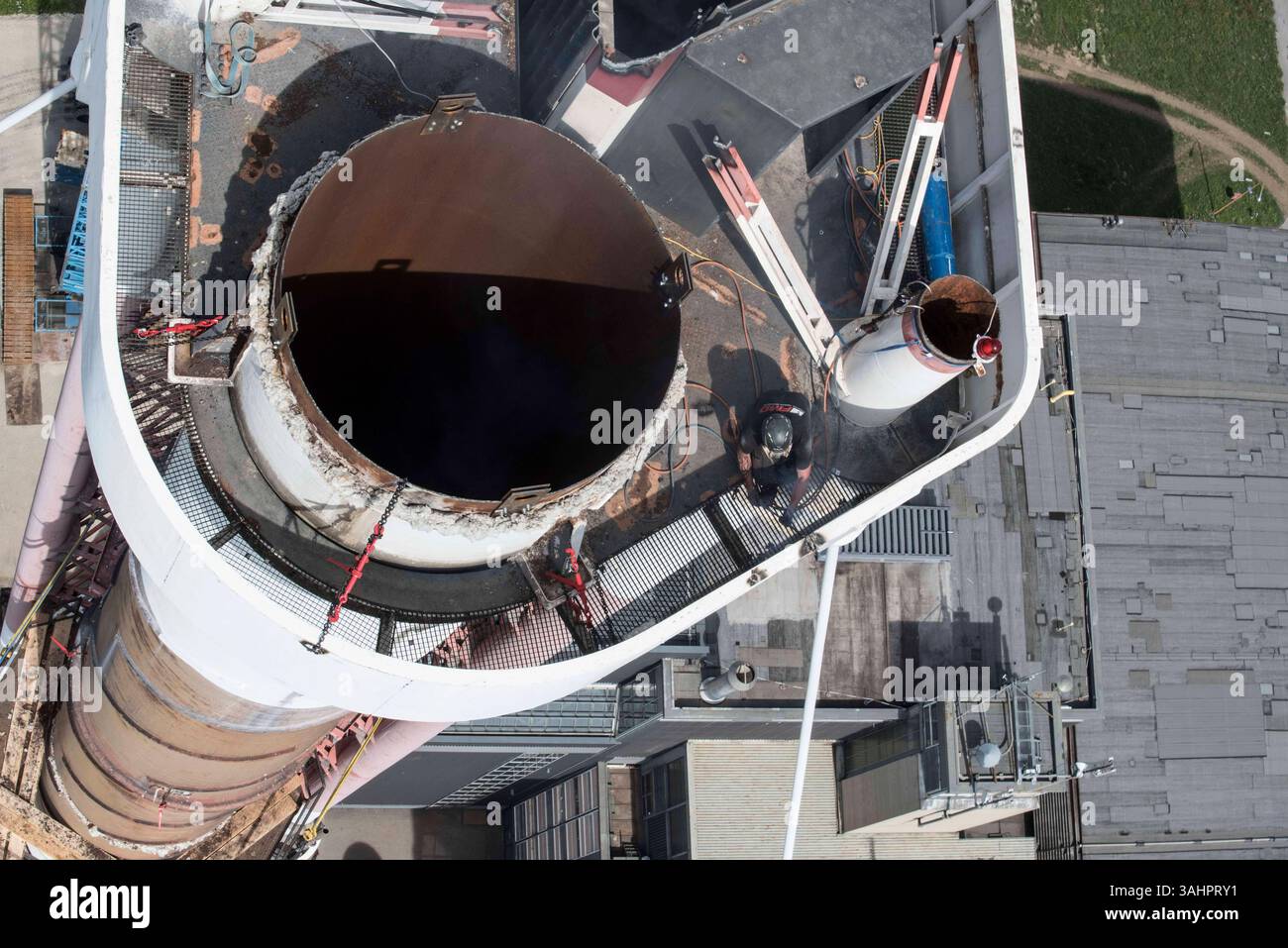 an Industrial climber or height worker working at great heights ...