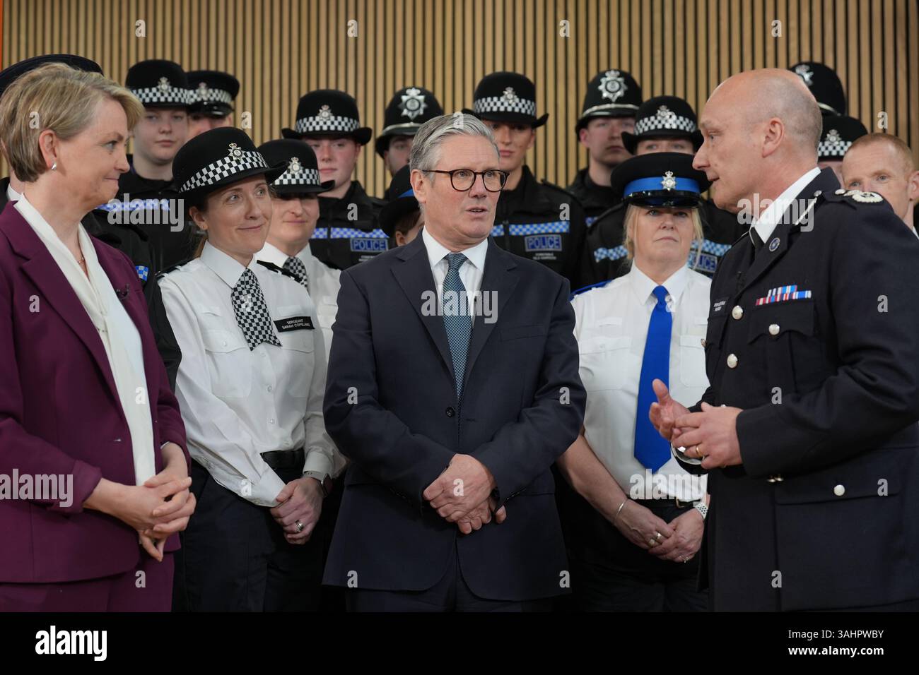 Prime Minister Sir Keir Starmer and Home Secretary Yvette Cooper with ...