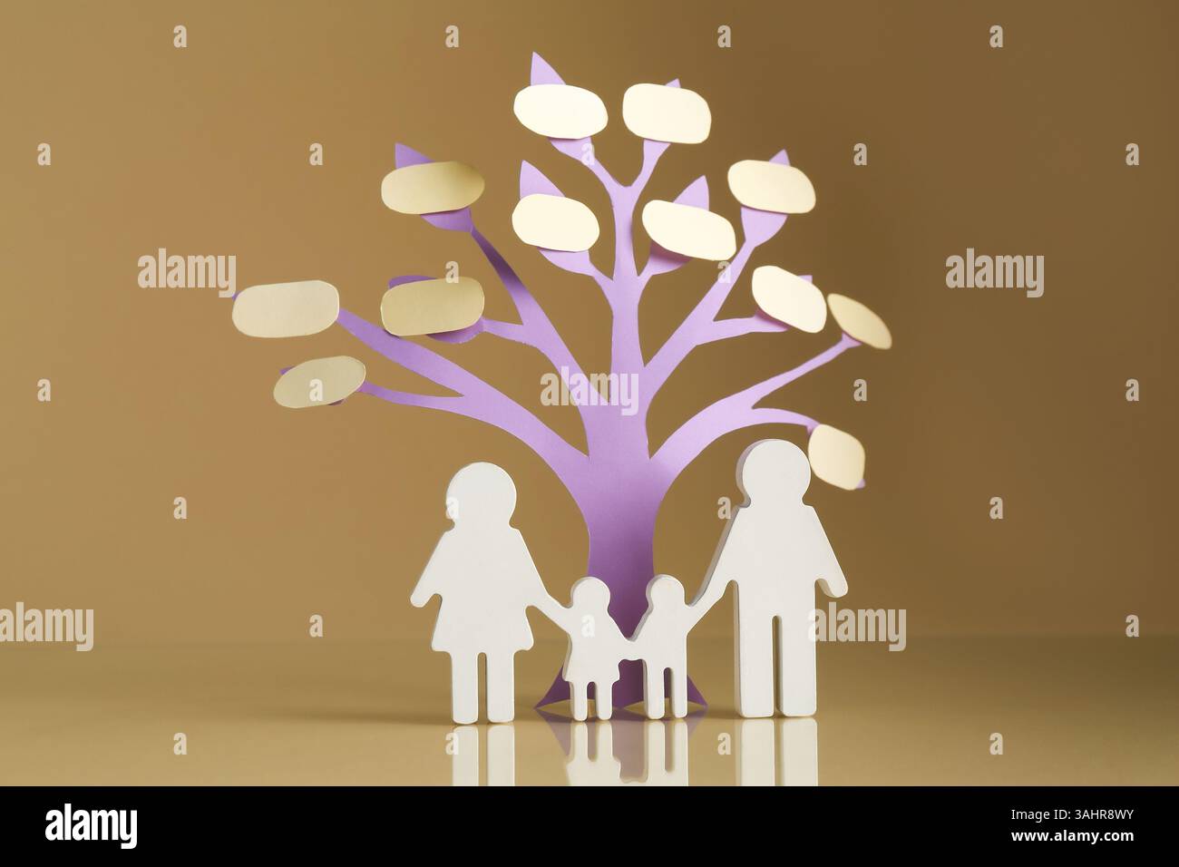 Family tree with bubbles and people figure on beige background Stock ...