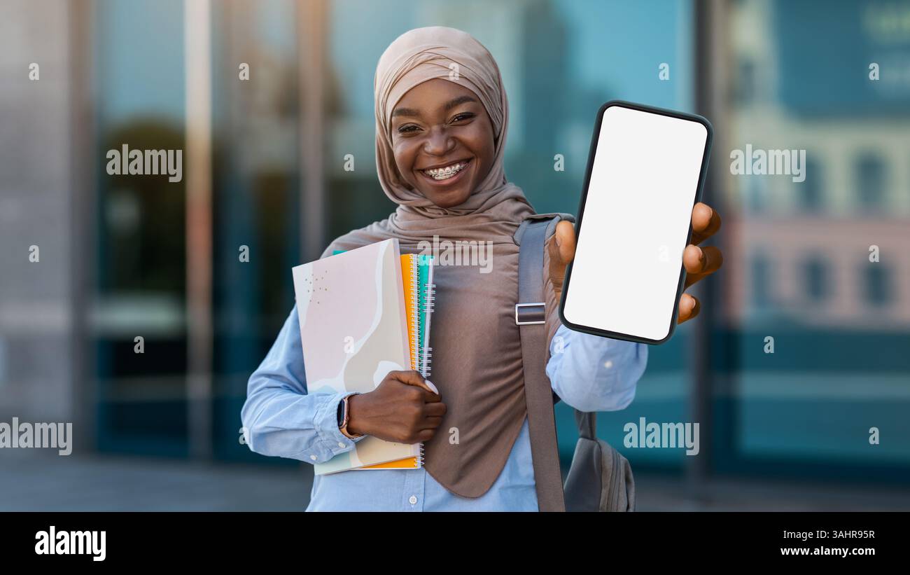 Study Programs For Islamic Students. Black Muslim Woman Posing Outdoors ...