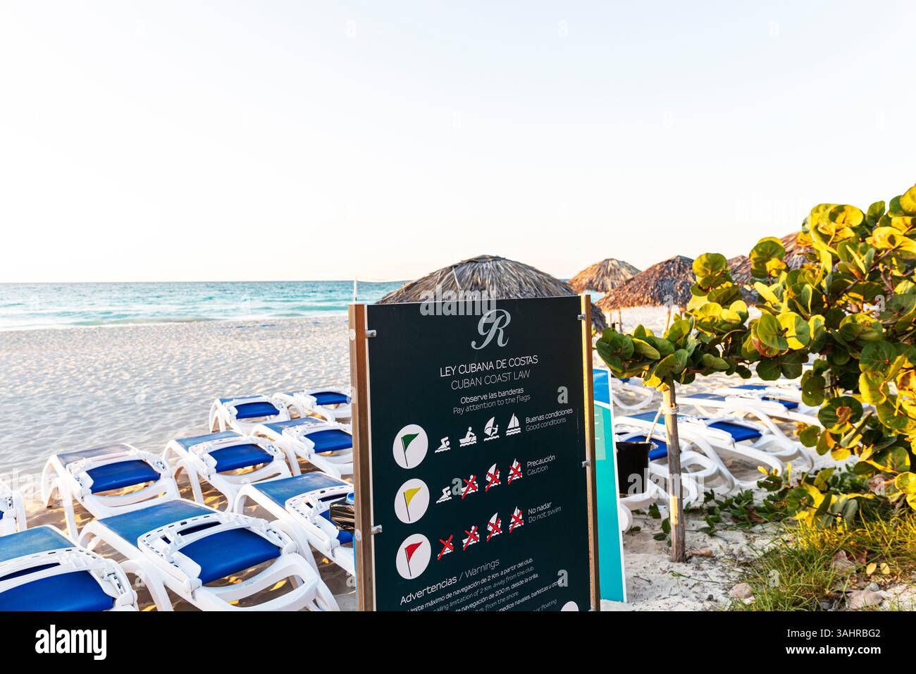 Varadero, Cuba, Republic of Cuba, Caribbean, Cuban coast law sign ...