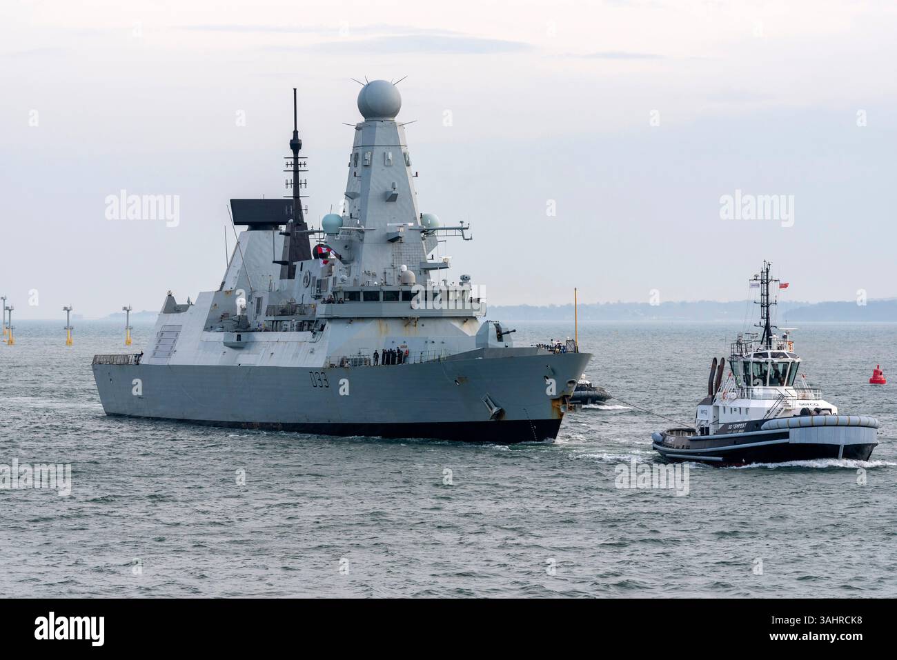 Portsmouth England UK. 03.04.2025. HMS Dauntless underway entering ...