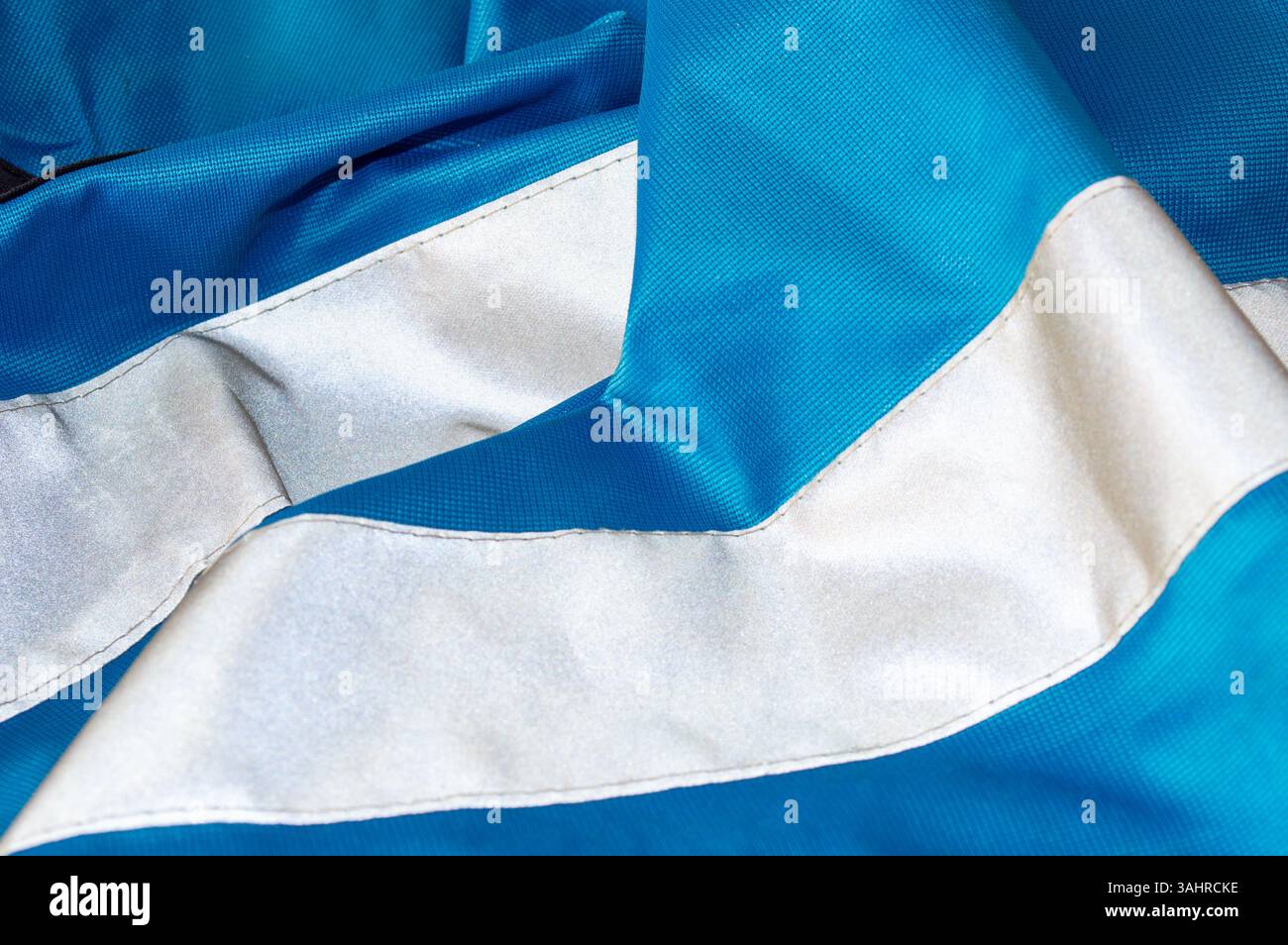 Blue reflective vest fabric texture or background. Colorful graphic ...