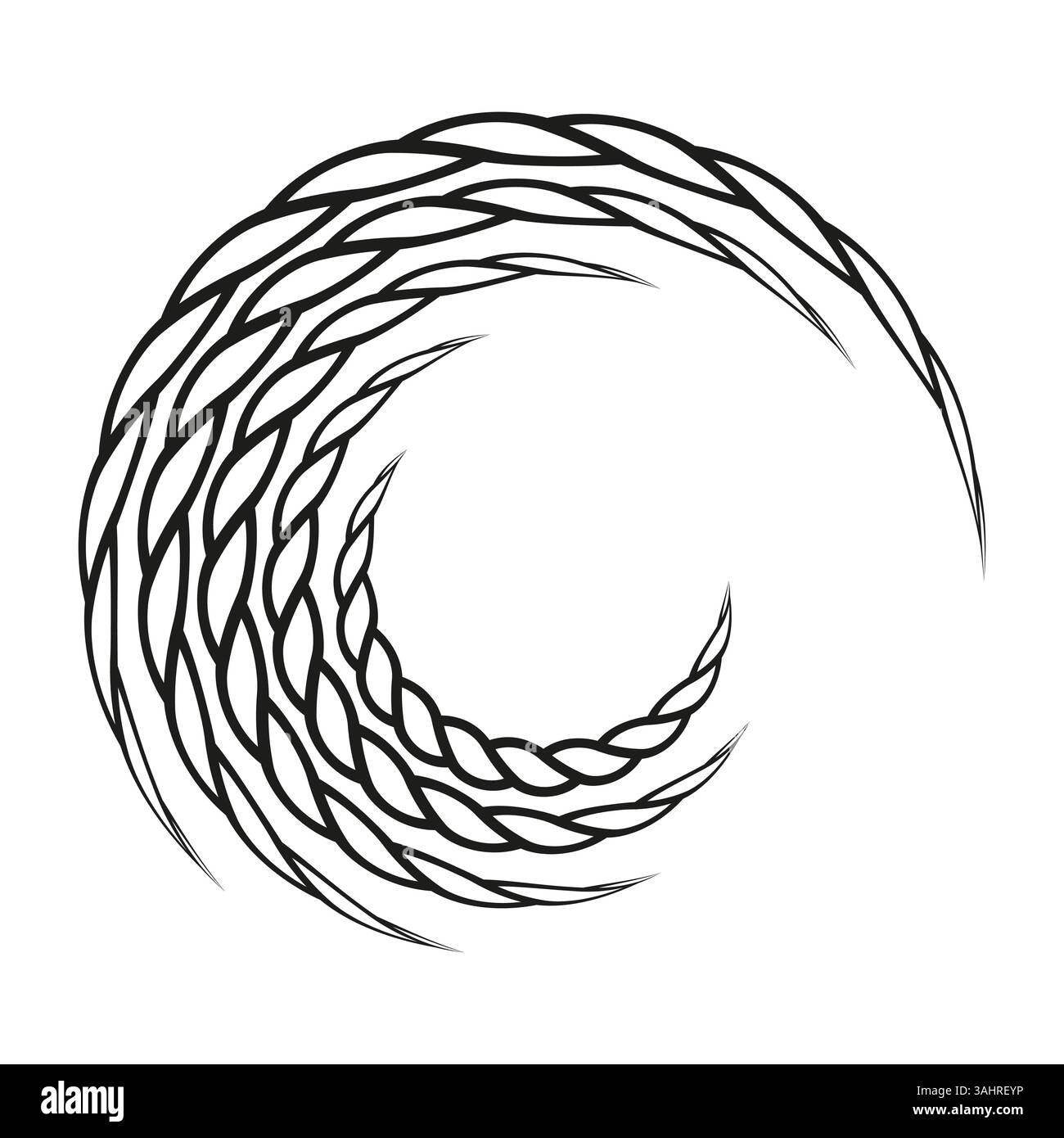 Twisted rope spiral. Nautical swirling shape. Dynamic movement symbol ...