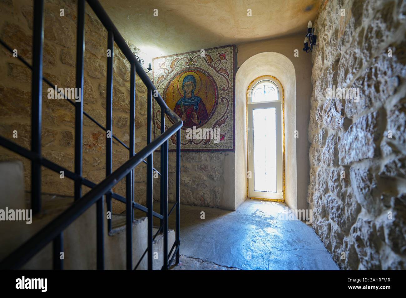 Interior of the Church of the Holy Cross in the upper Ostrog Monastery ...