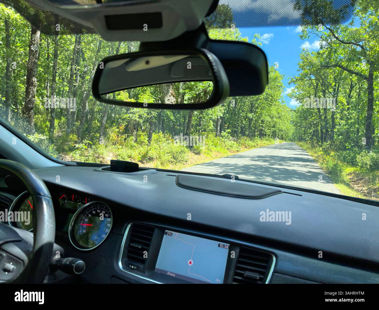 Cars driving along road forest hi-res stock photography and images - Alamy