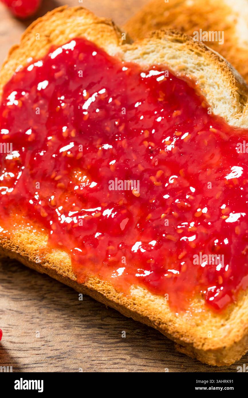 Sweet Homemade Raspberry Jam Jelly on Toast for Breakfast Stock Photo ...