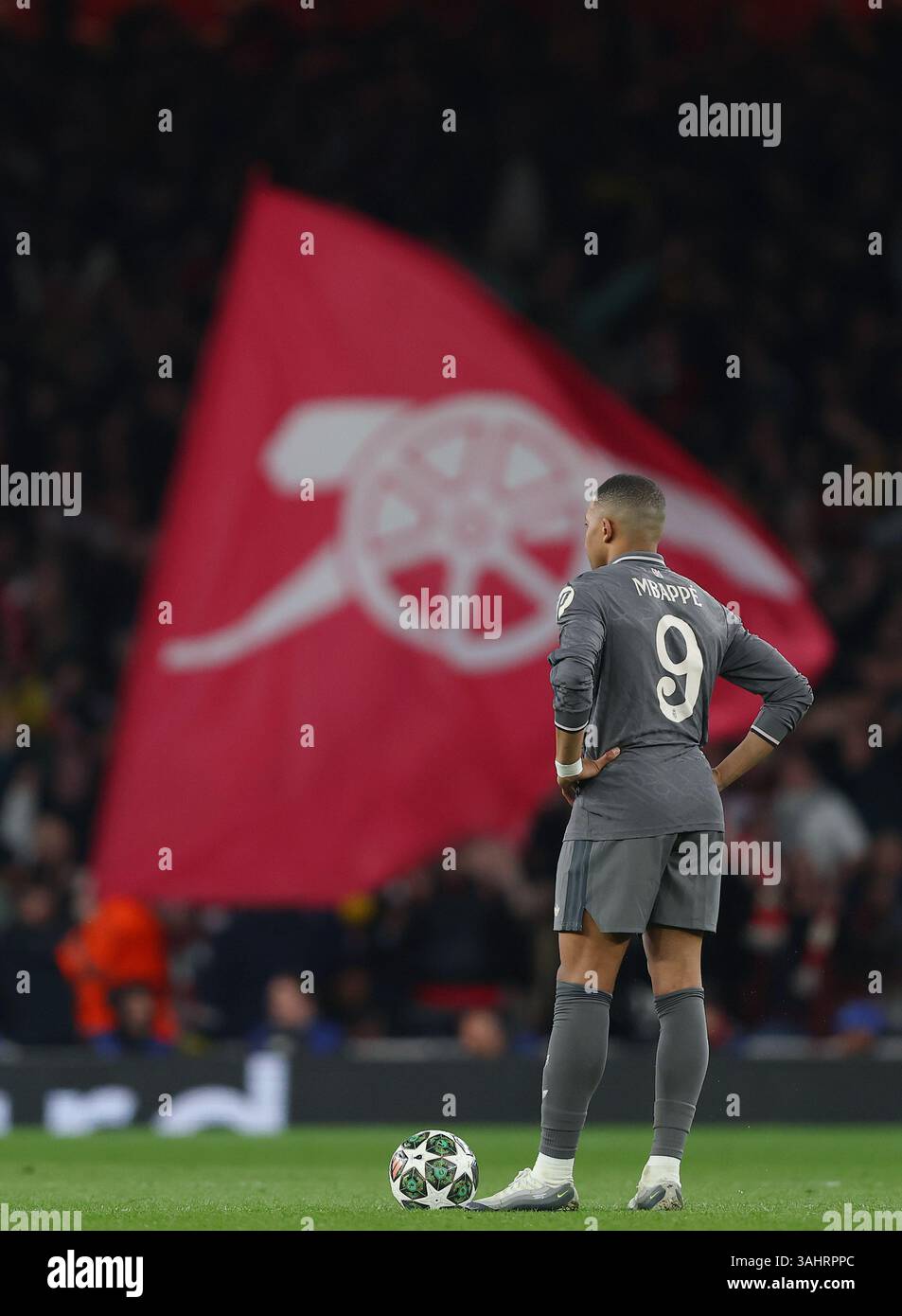Kylian Mbappe of Real Madrid looks on after his side concede a goal ...
