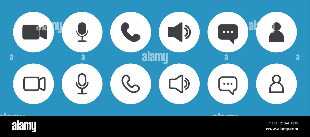 Icon Videocall. UI interface video chat. Set of buttons for online ...