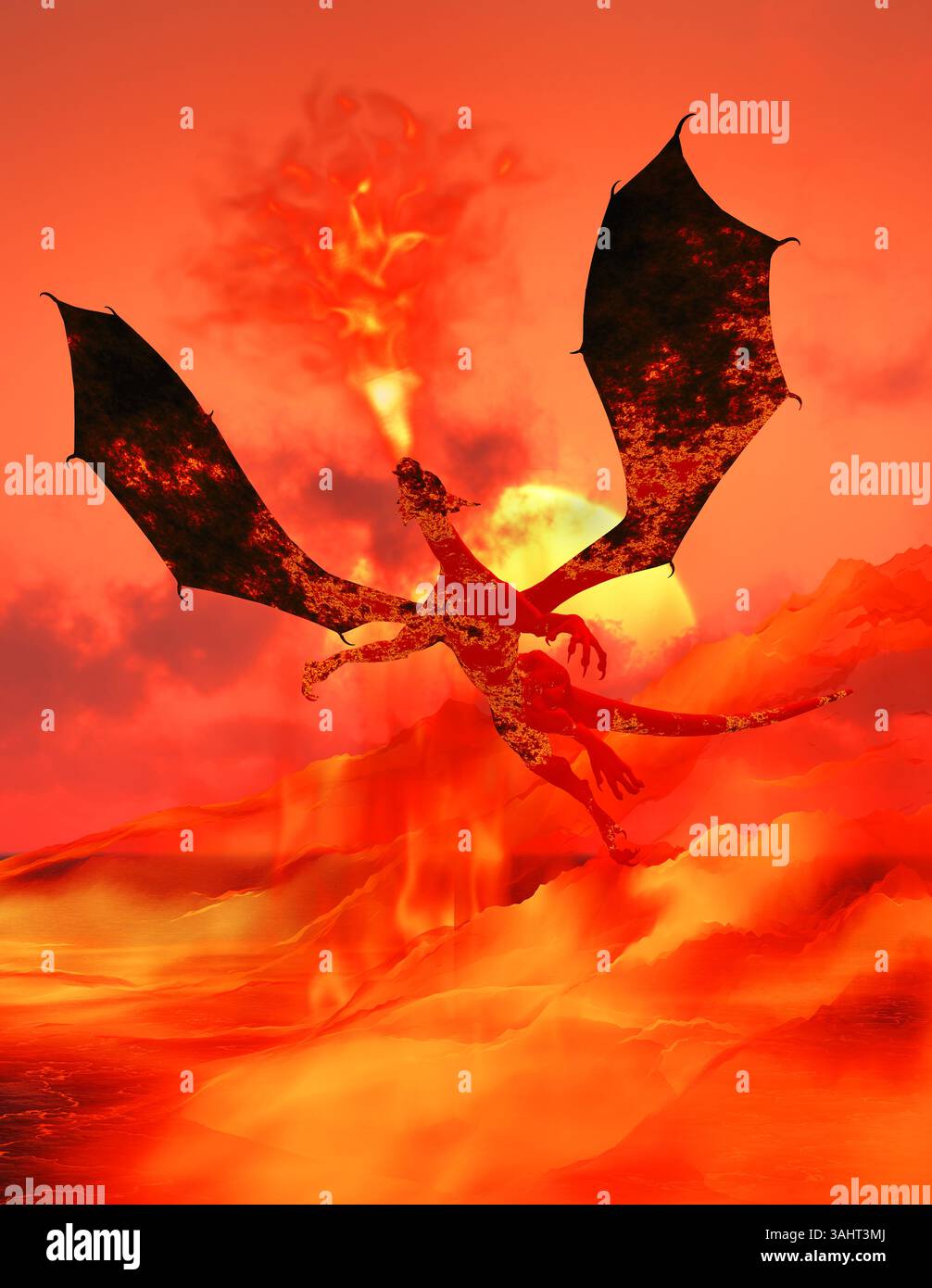 3d dragon flames hi-res stock photography and images - Alamy