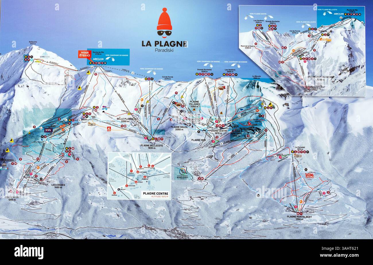 Piste Map Of La Plagne French Alps France Stock Photo - Alamy