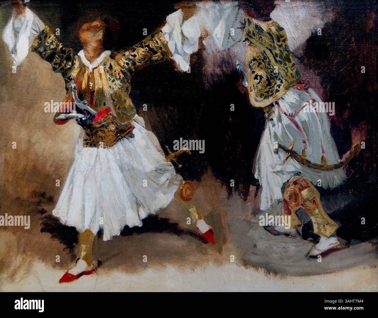 Two Greek warriors dancing costumes Study Souliotes 1824 by Ferdinand ...