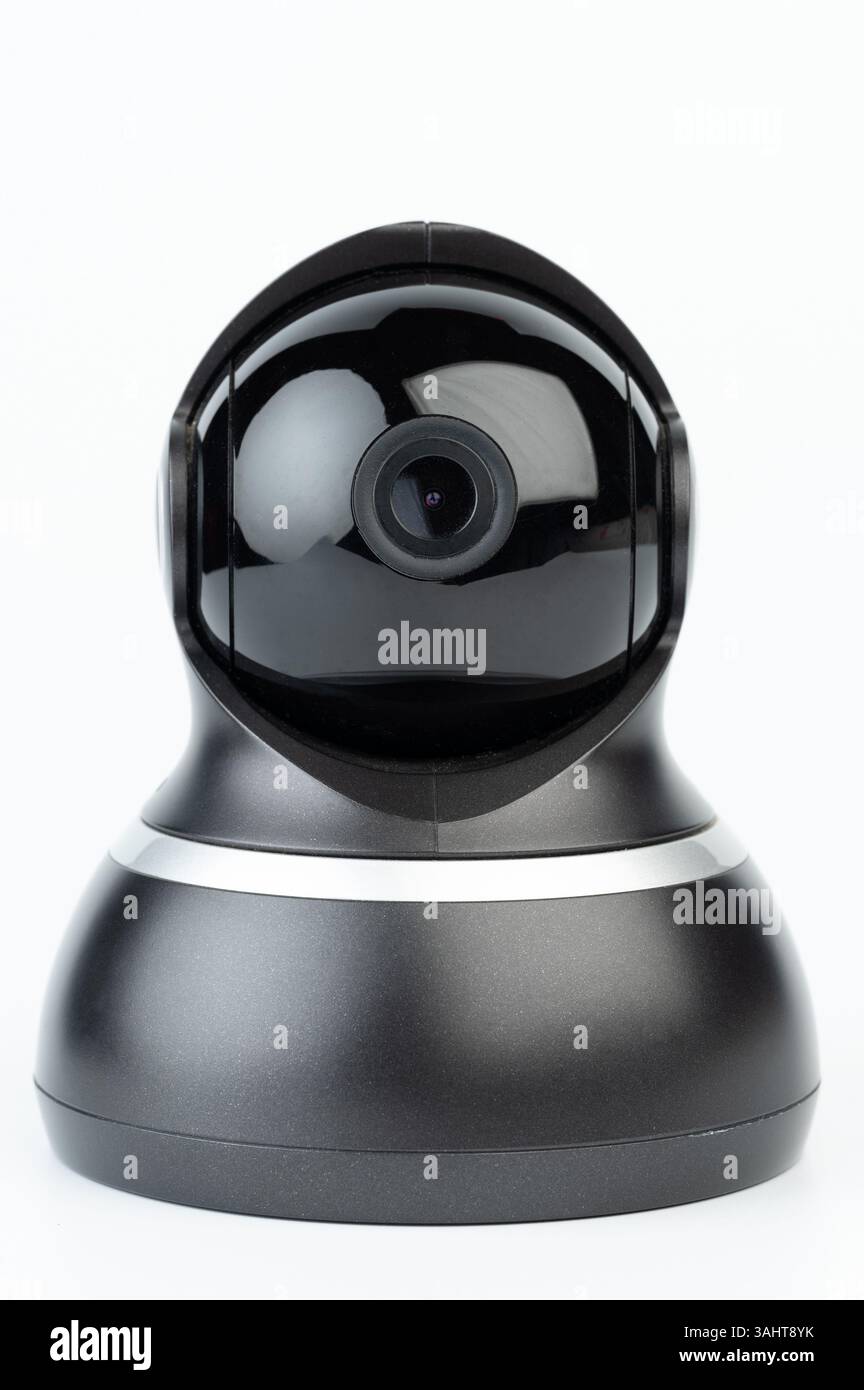 360 degree security camera front view isolated on white studio ...