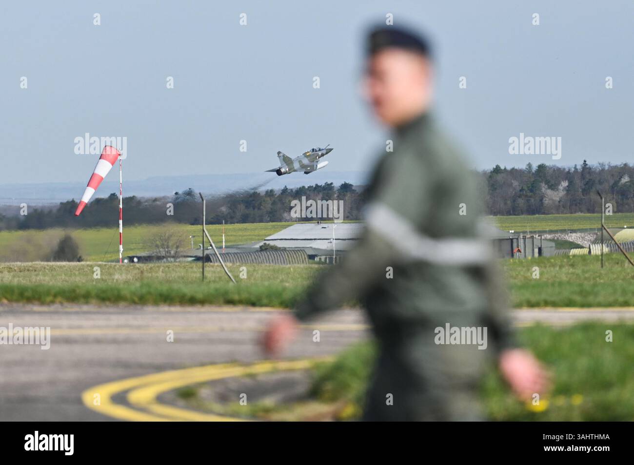 Mirage 2000 D RMV take off on April 9, 2025 at the Air Force Base 133 ...