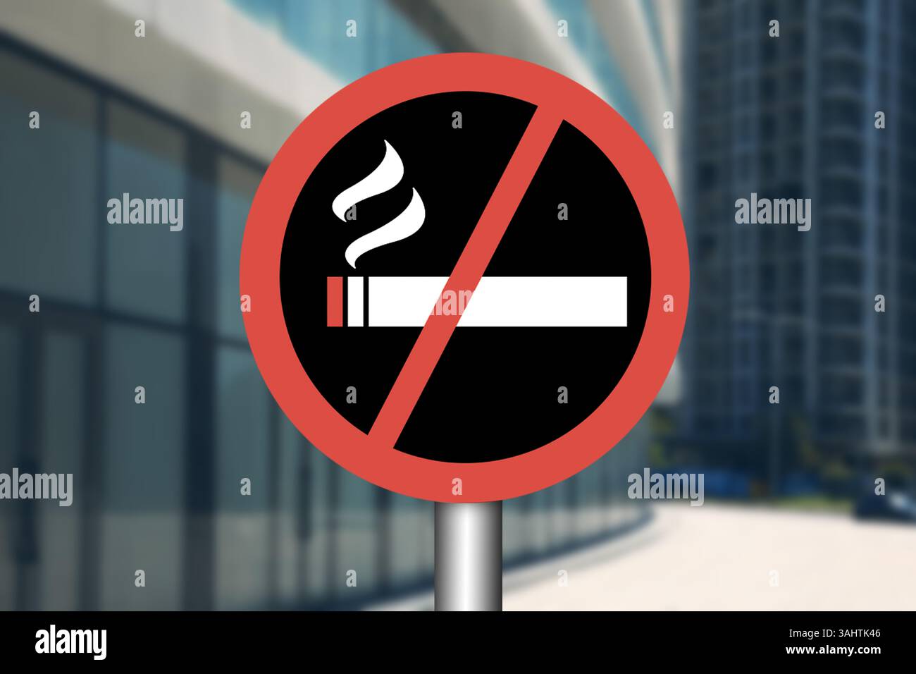 No Smoking sign near buildings in city Stock Photo - Alamy