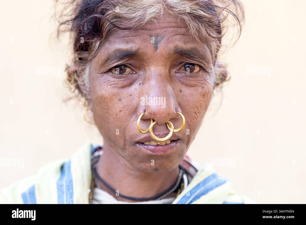 Woman in traditional clothes from a Dongria Kondh tribe in Orissa in ...