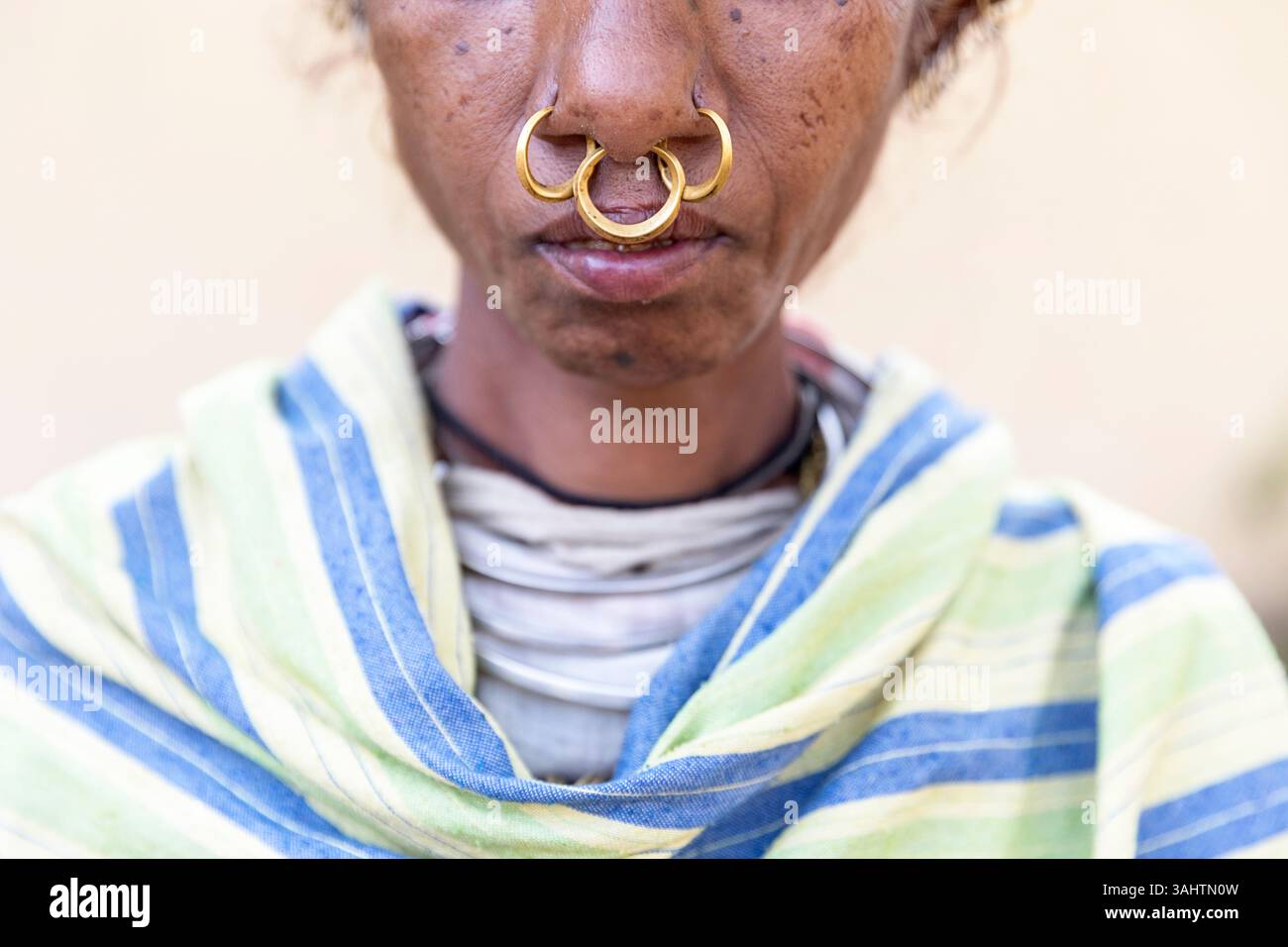 Woman in traditional clothes from a Dongria Kondh tribe in Orissa in ...