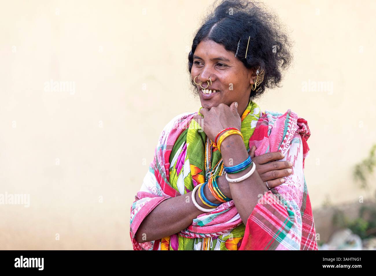 Beautiful smiling woman from a Dongria Kondh tribe in Orissa in India ...