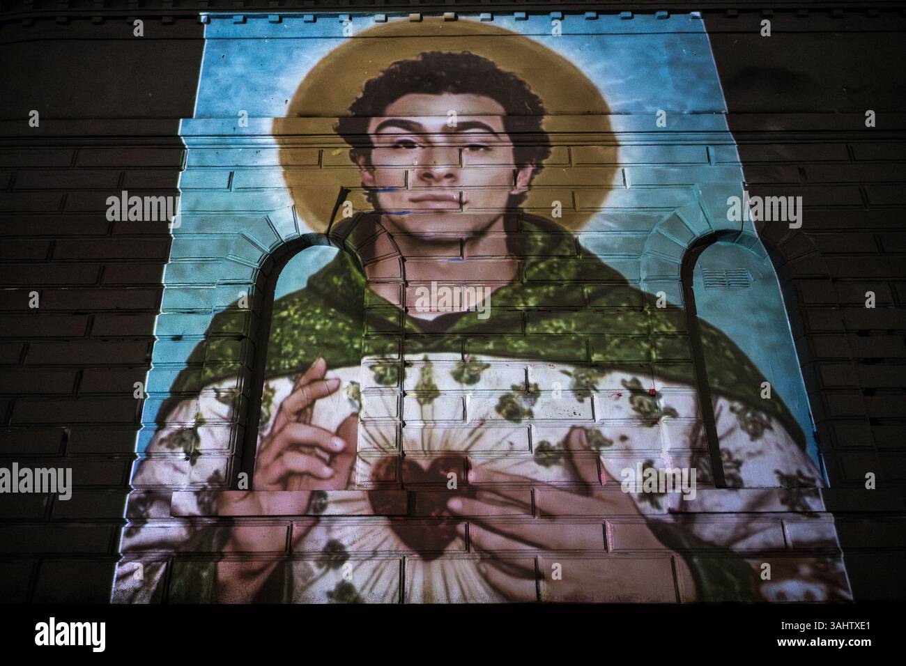 Seattle, USA. 10th Mar 2025. Artist Light Gorilla projects images of ...