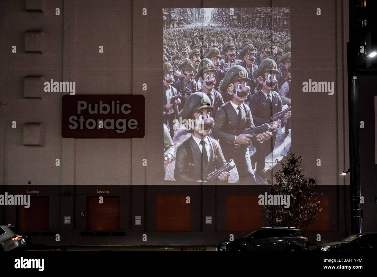 Seattle, USA. 23 Jan, 2025. Street artist Light Guerrilla art light ...